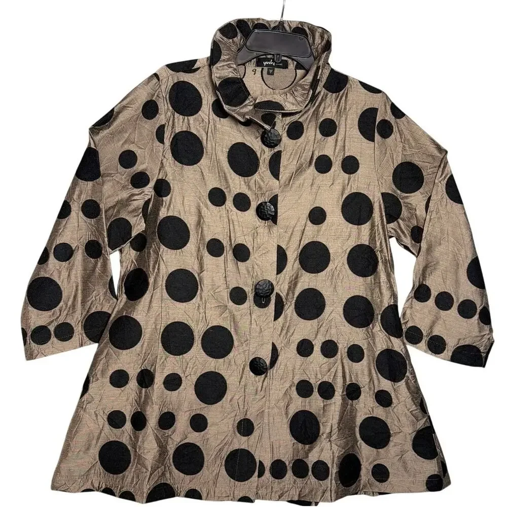 Yushi | Jackets & Coats | Yushi Usa Crinkle Polka Dot Swing Jacket ...
